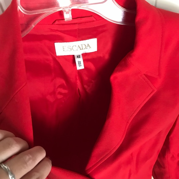 Escada | Jackets & Coats | Escada Red Dress Coat Suit Button Up Jacket ...